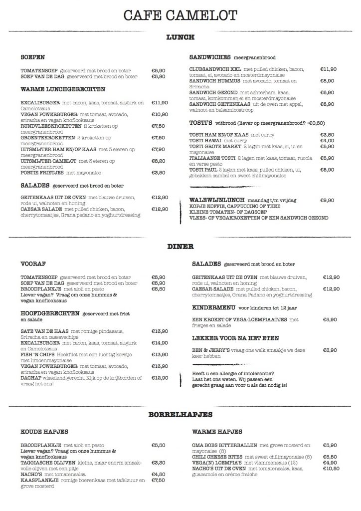 Eten en drinken – Bier- en eetcafé Camelot